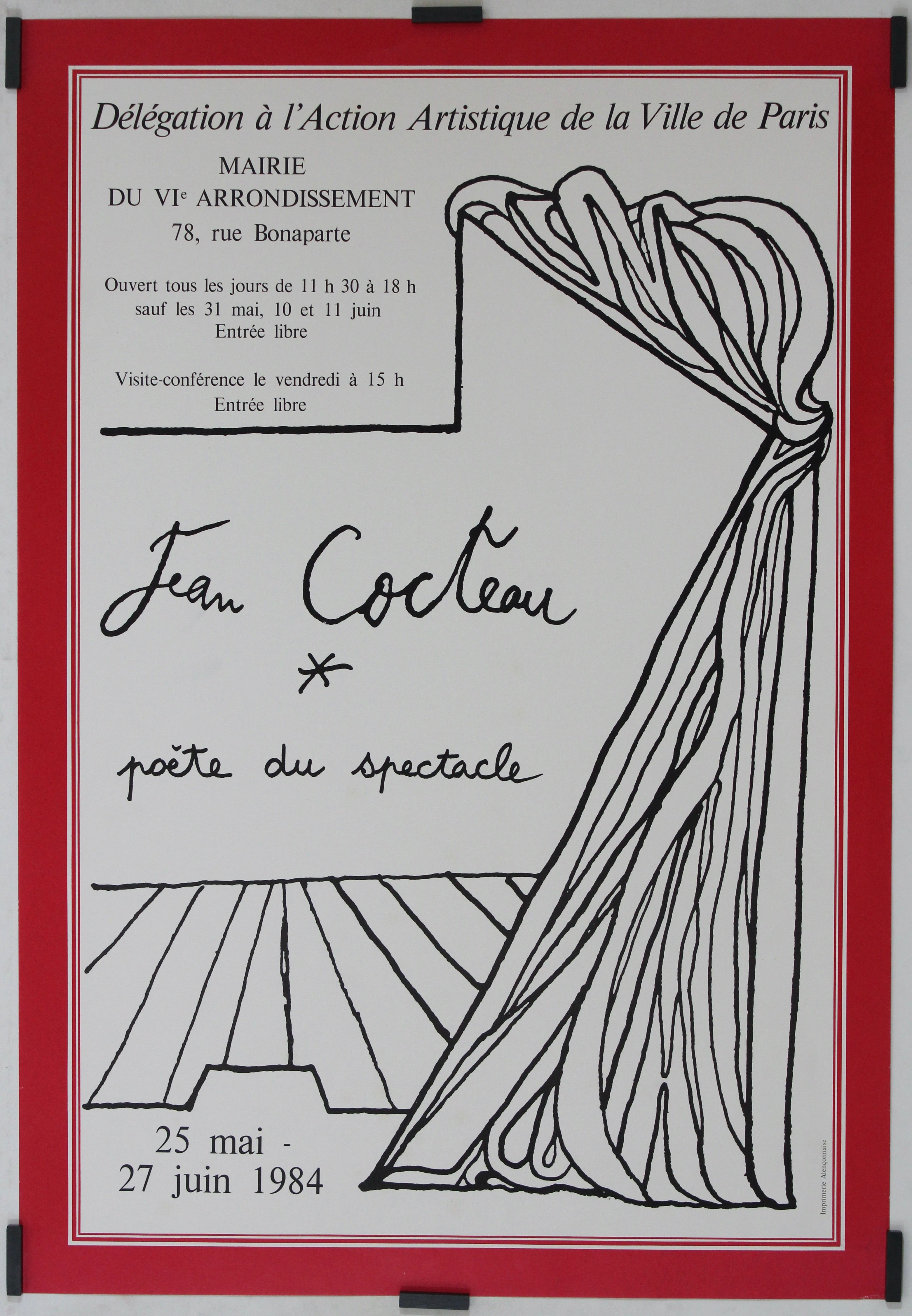 Poête du spectacle 1984, Cocteau Jean, Original Poster, Affiche ...