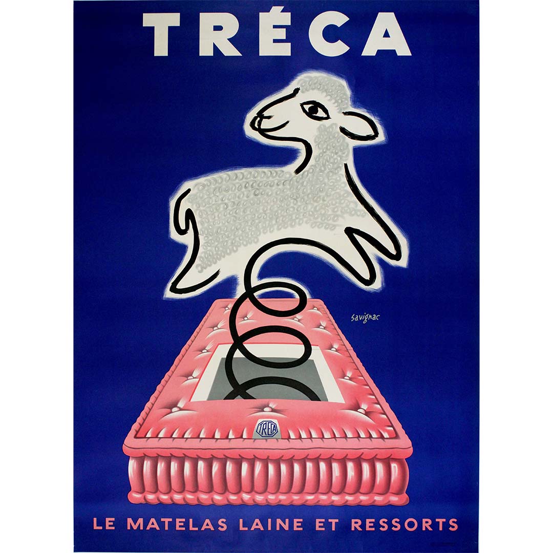 Tréca le matelas laine et ressorts 1952, Savignac, Affiche originale ...