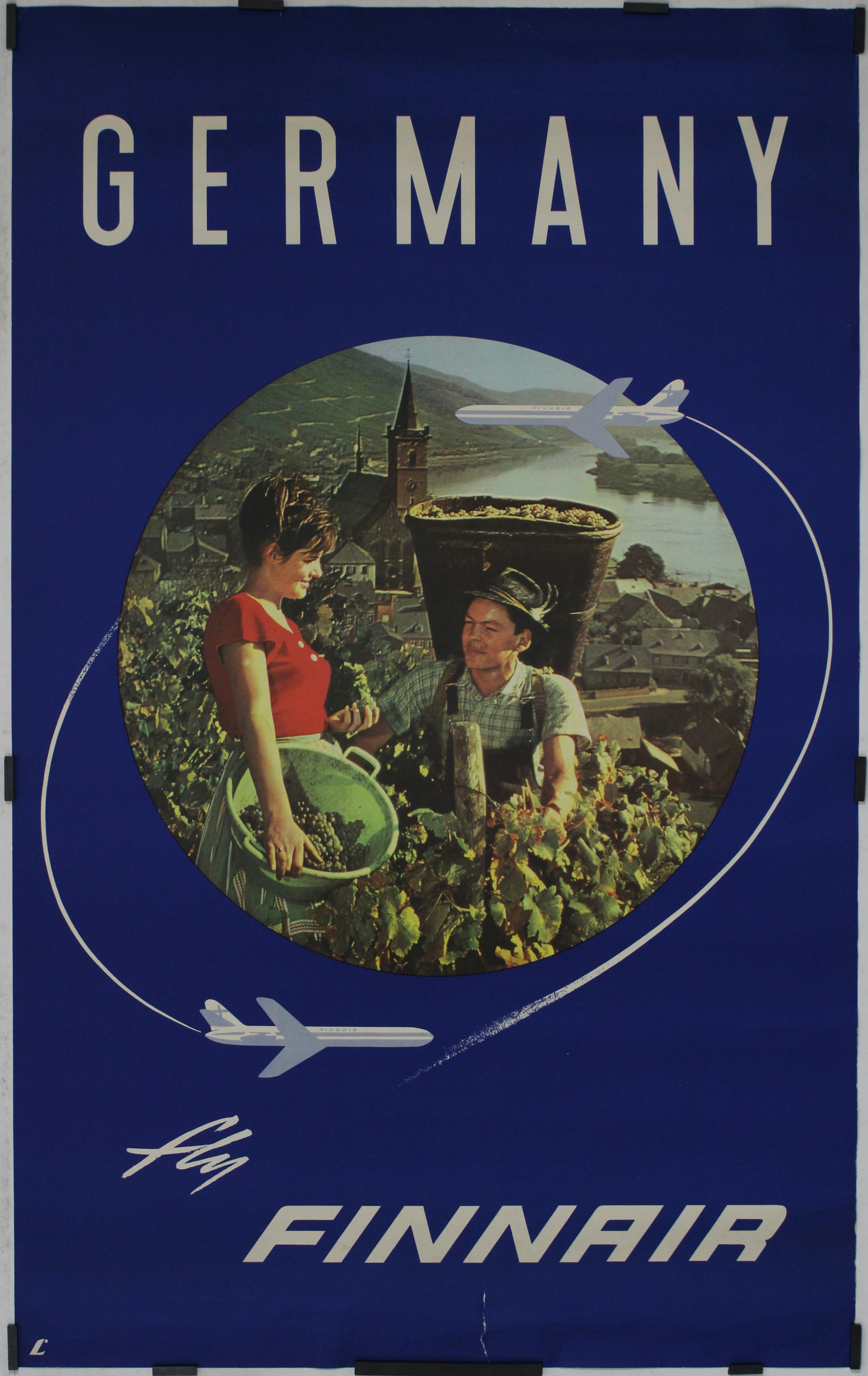Germany Fly Finnair Circa 1950, , Original Poster, Affiche Originale ...