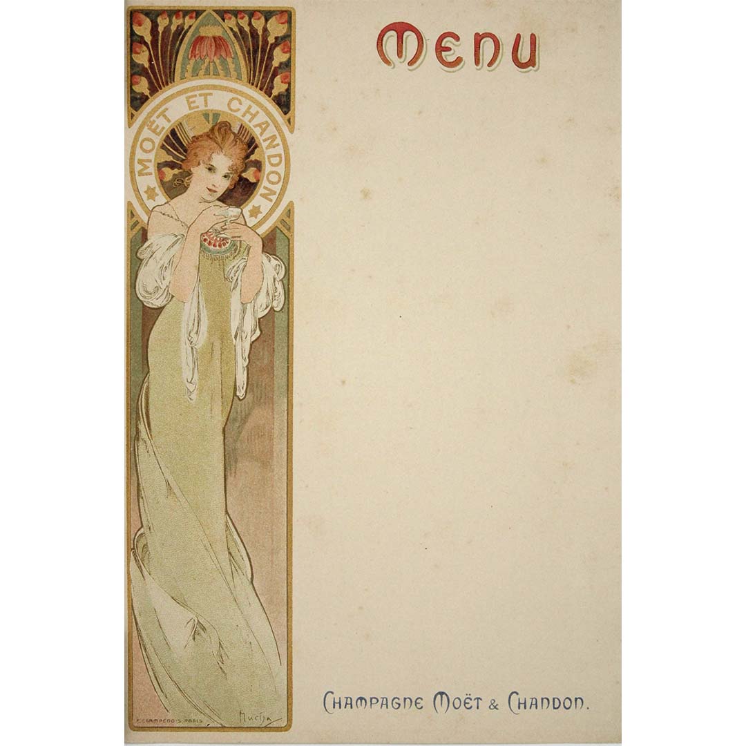 Menu Champagne Moët et Chandon 1899, Mucha Alphonse, Menu Illustré ...