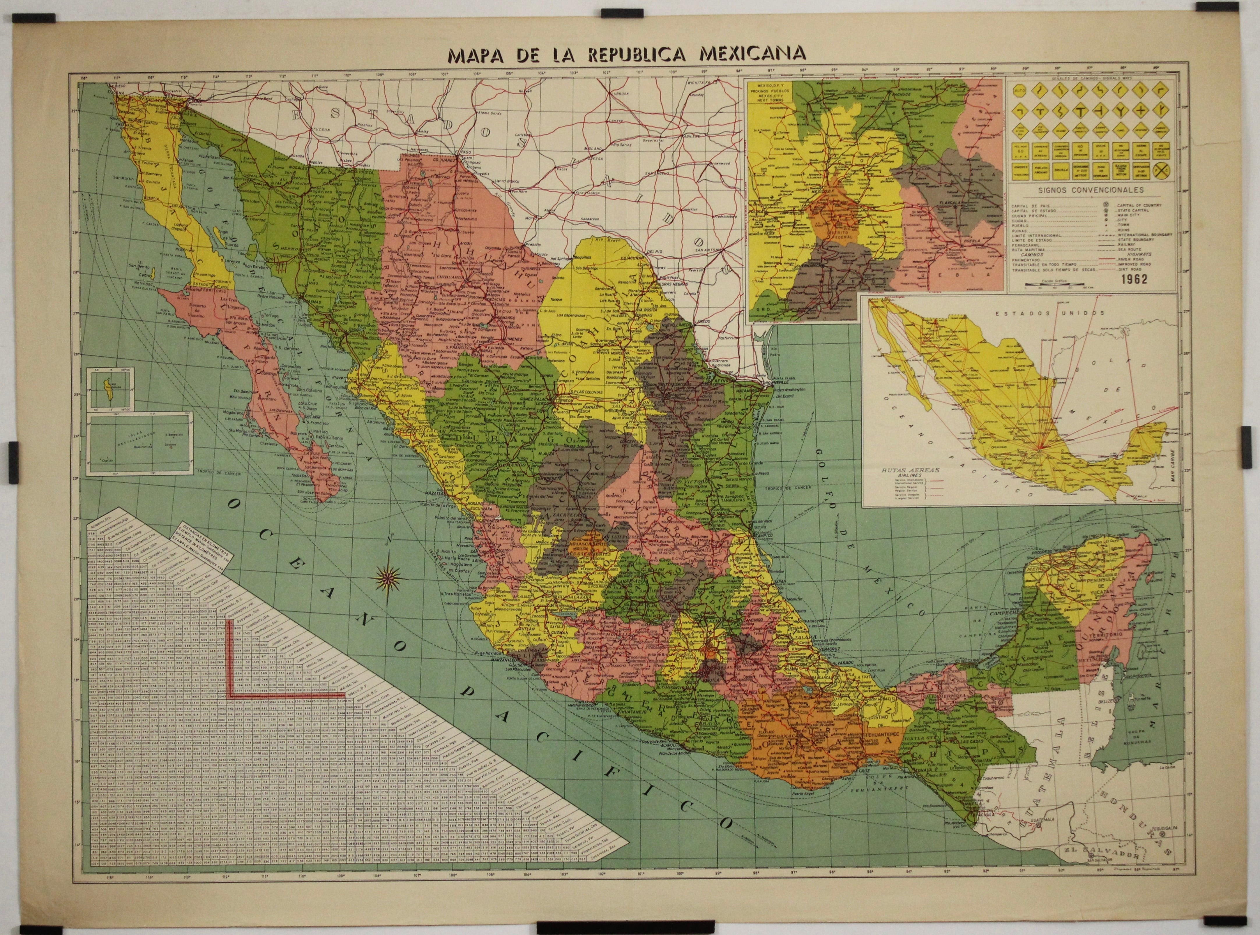 Mapa de la Republica Mexicana 1962, Affiche originale, Affiche ...