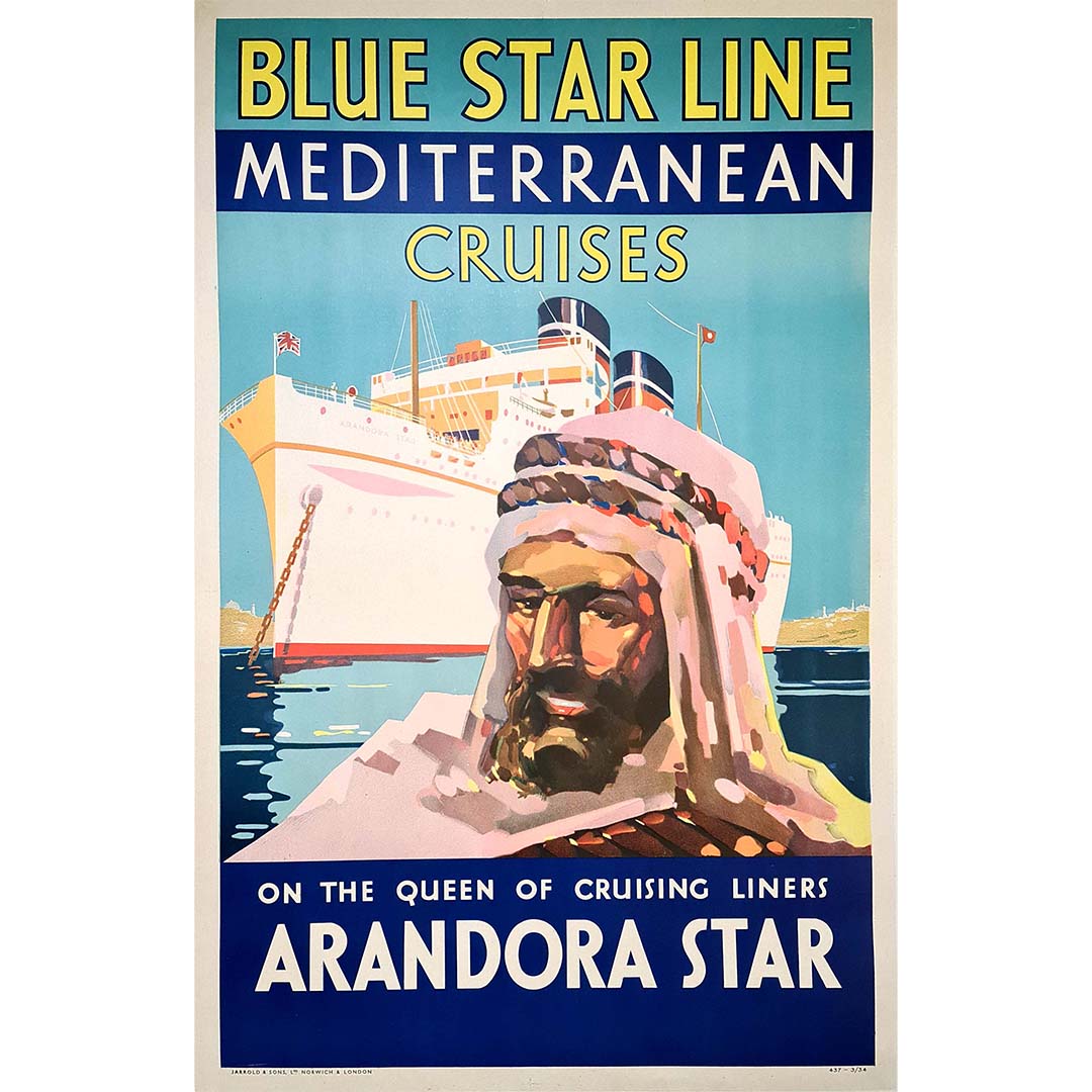 Blue Star Line Mediterranean Cruises 1934 Original Vintage Poster ...