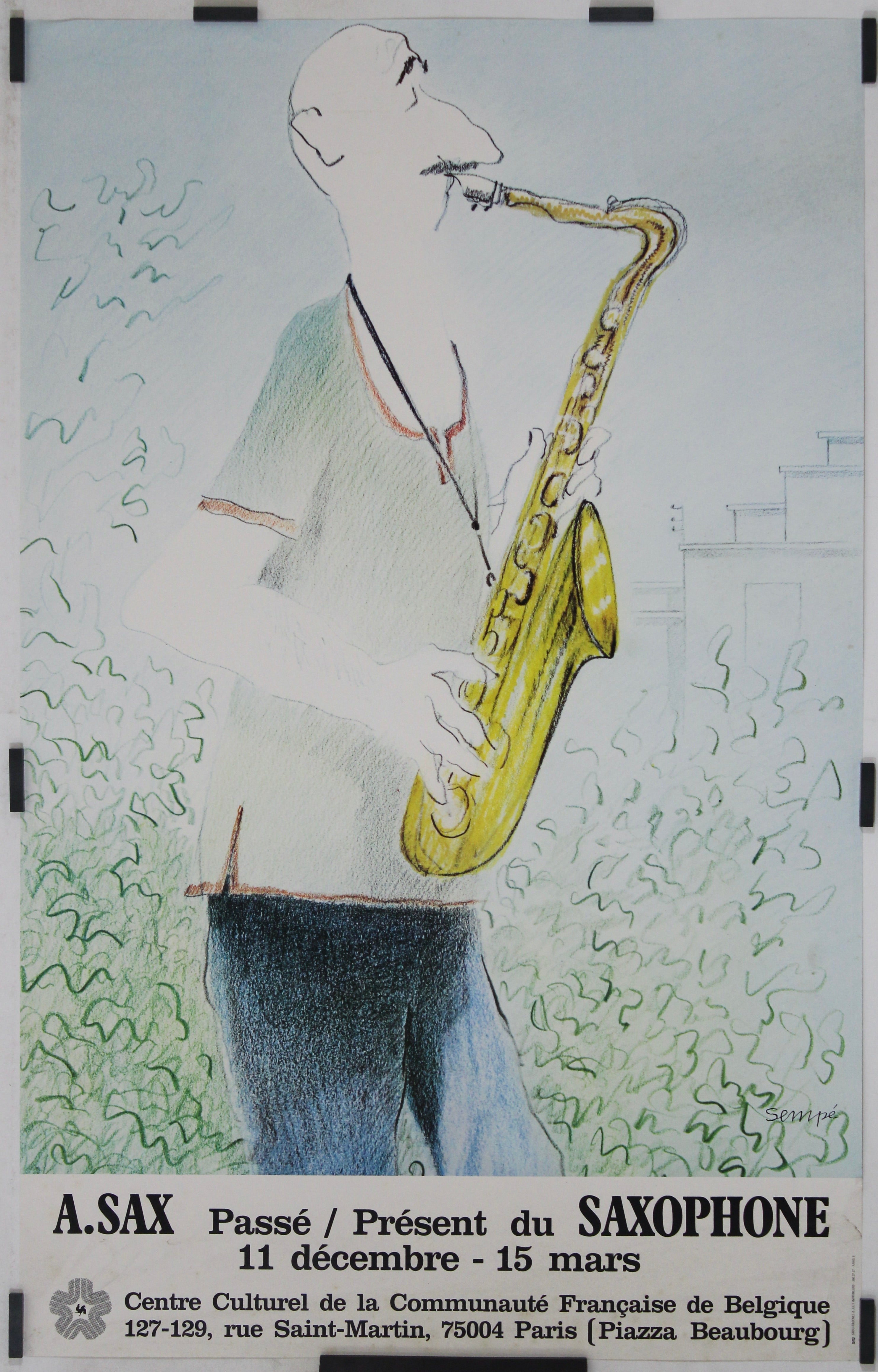 A. Sax Passé / Présent du saxophone Circa 1980, Sempé, Original poster ...